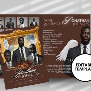 Brown Funeral Program Booklet (8.5"x11"): Celebration of Life, Canva ...