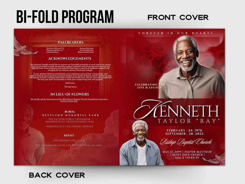 Elegant Funeral Program Template: Celebration of Life, Keepsake ...
