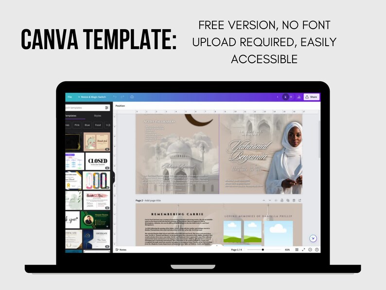 Islamic Funeral Program Template: Celebration of Life (canva, 8.5"x11 ...
