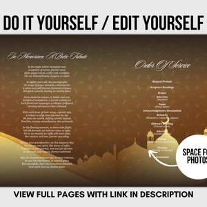 Islamic Funeral Program Template: Golden Obituary, Men's Style (canva ...
