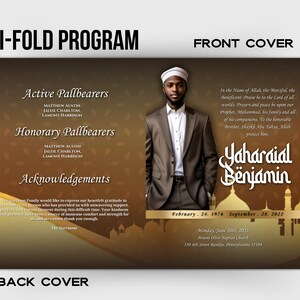 Islamic Funeral Program Template: Golden Obituary, Men's Style (canva ...