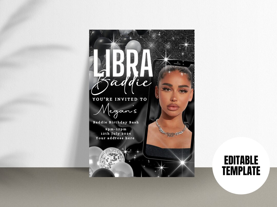 Libra Birthday Flyer, Birthday Template, Birthday Girl, Party Flyer ...