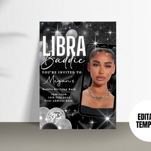 Libra Birthday Flyer, Birthday Template, Birthday Girl, Party Flyer ...