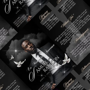 8.5"x 11" All Black Obituary Template (8 Pages) Black Men's Style ...