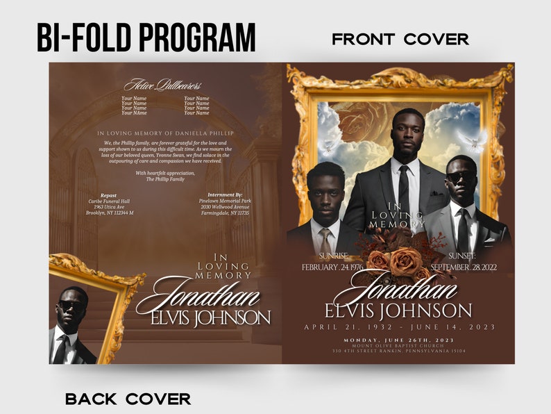 Brown Funeral Program Booklet (8.5"x11"): Celebration of Life, Canva ...