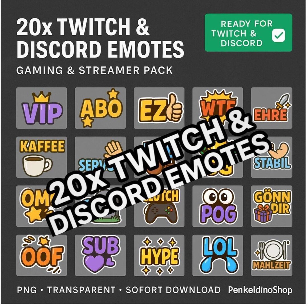 20 Twitch Discord Emotes | Gaming Streamer Pack | Hype GG Pog Lol Wtf ...
