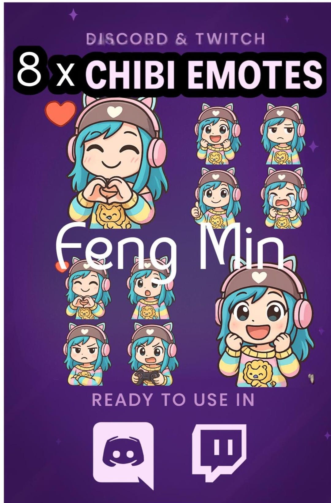 DBD Feng Min Chibi Emotes – DBD Twitch & Discord Emoji Set – Gamer ...
