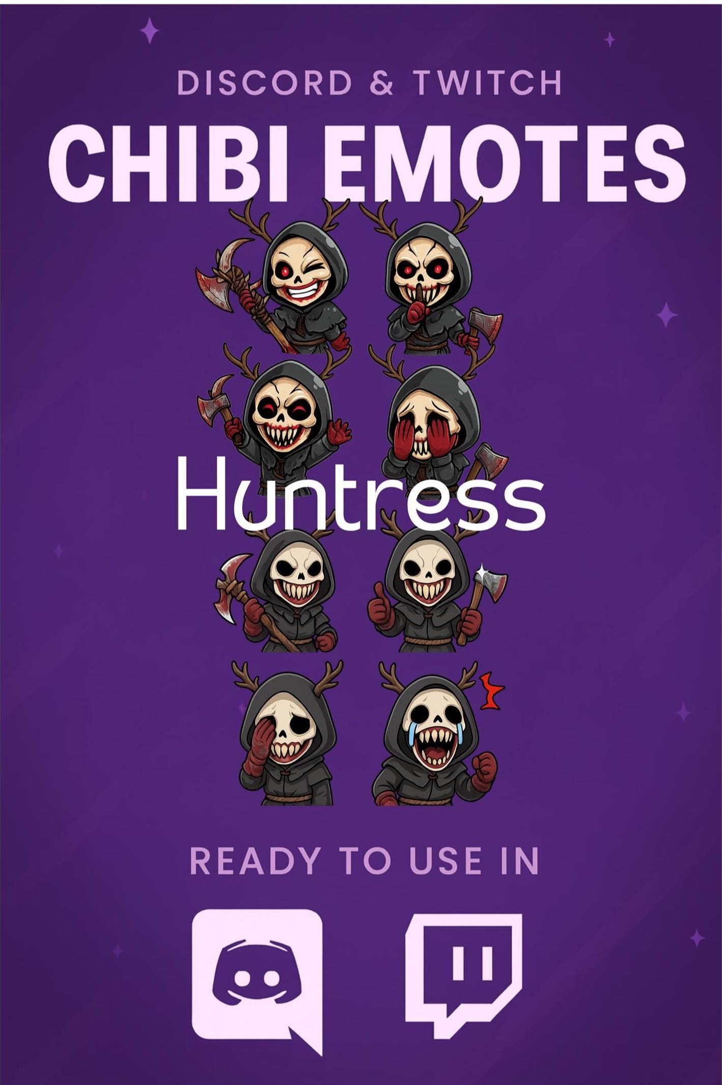 DBD Huntress Emotes | DBD Chibi Emote Set | Twitch & Discord Emotes ...