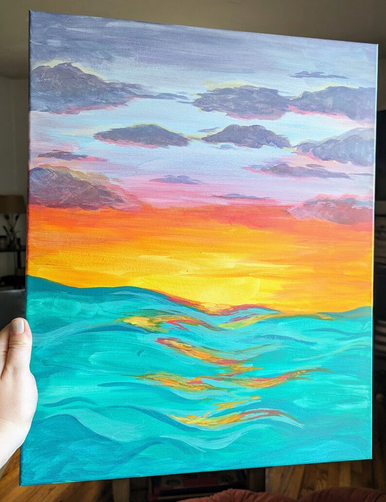 Ocean Sunset Hand-painted Acrylic on Canvas - Etsy