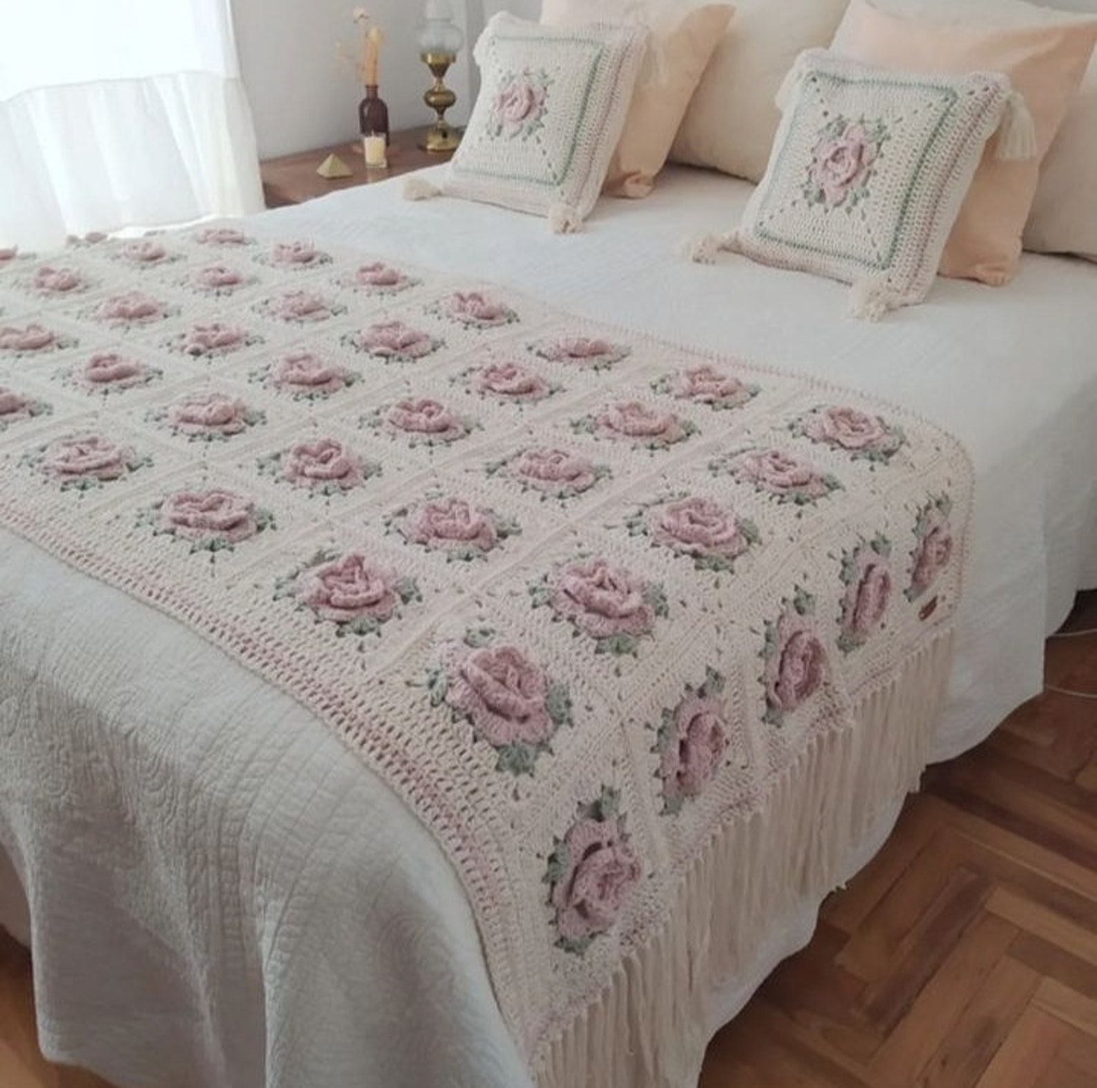 Handmade Bed Runner Unique Bed Decor Embroidered Bed Accent ...