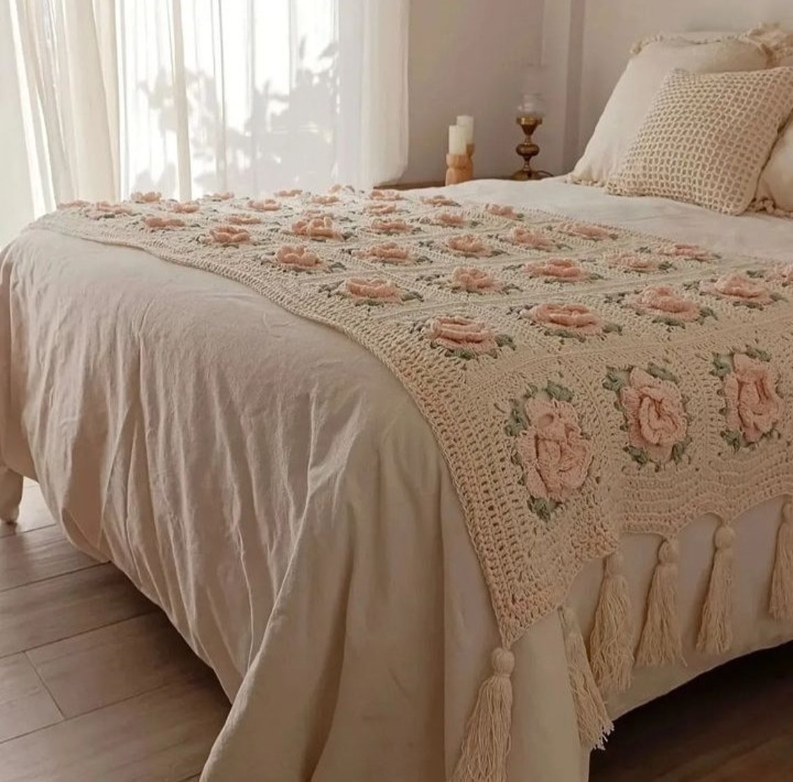 Handmade Bed Runner Unique Bed Decor Embroidered Bed Accent ...