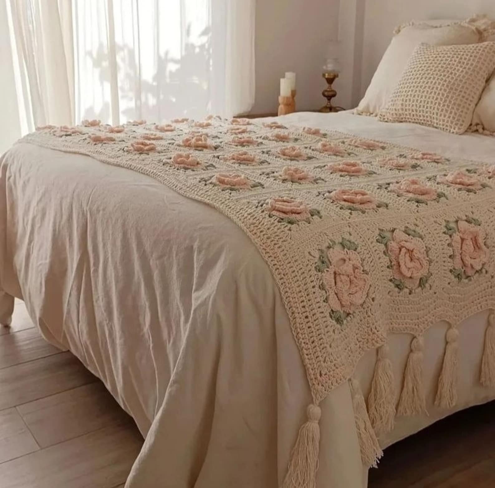 Handmade Bed Runner Unique Bed Decor Embroidered Bed Accent ...