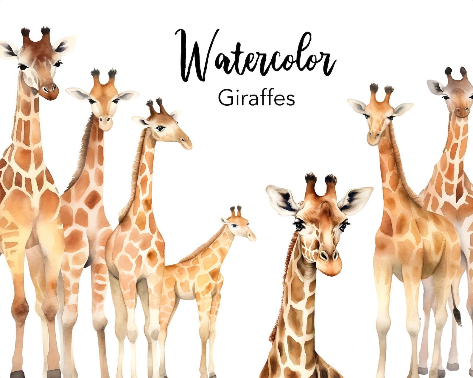 Watercolor Clipart Giraffes, Zfari Animals, Zoo Images, Png Files ...
