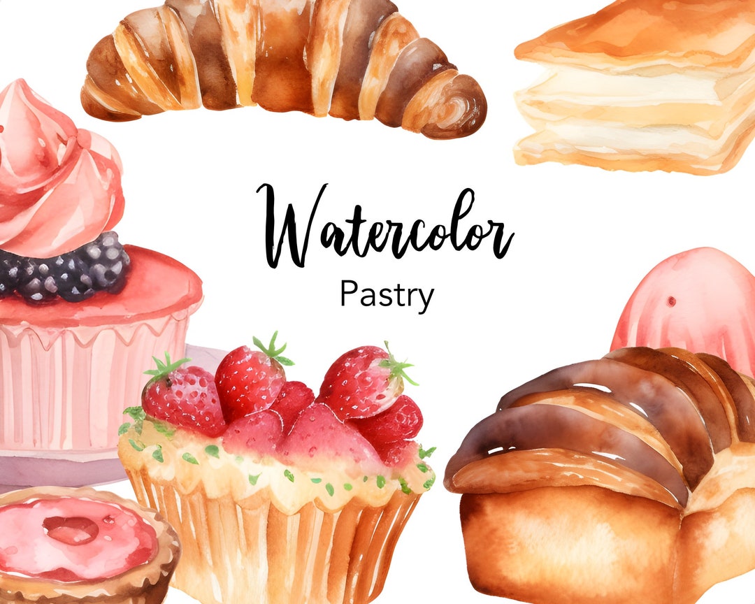 Watercolor Clipart Pastry, Cake Images Bakery Clip Art, Cake Baking ...