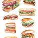 Watercolor Clipart Sandwich, Food Clip Art, Lunch Illustrations, Cafe ...