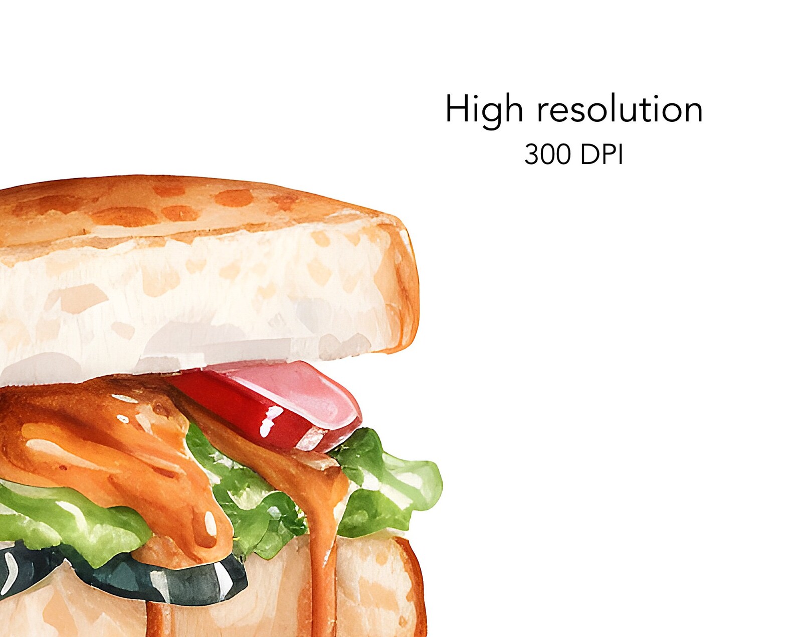 Watercolor Clipart Sandwich, Food Clip Art, Lunch Illustrations, Cafe ...