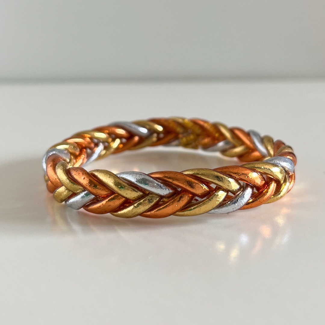 Tricolor BRAIDED BUDDHIST BANGLE - Gold / Silver / Copper - Etsy