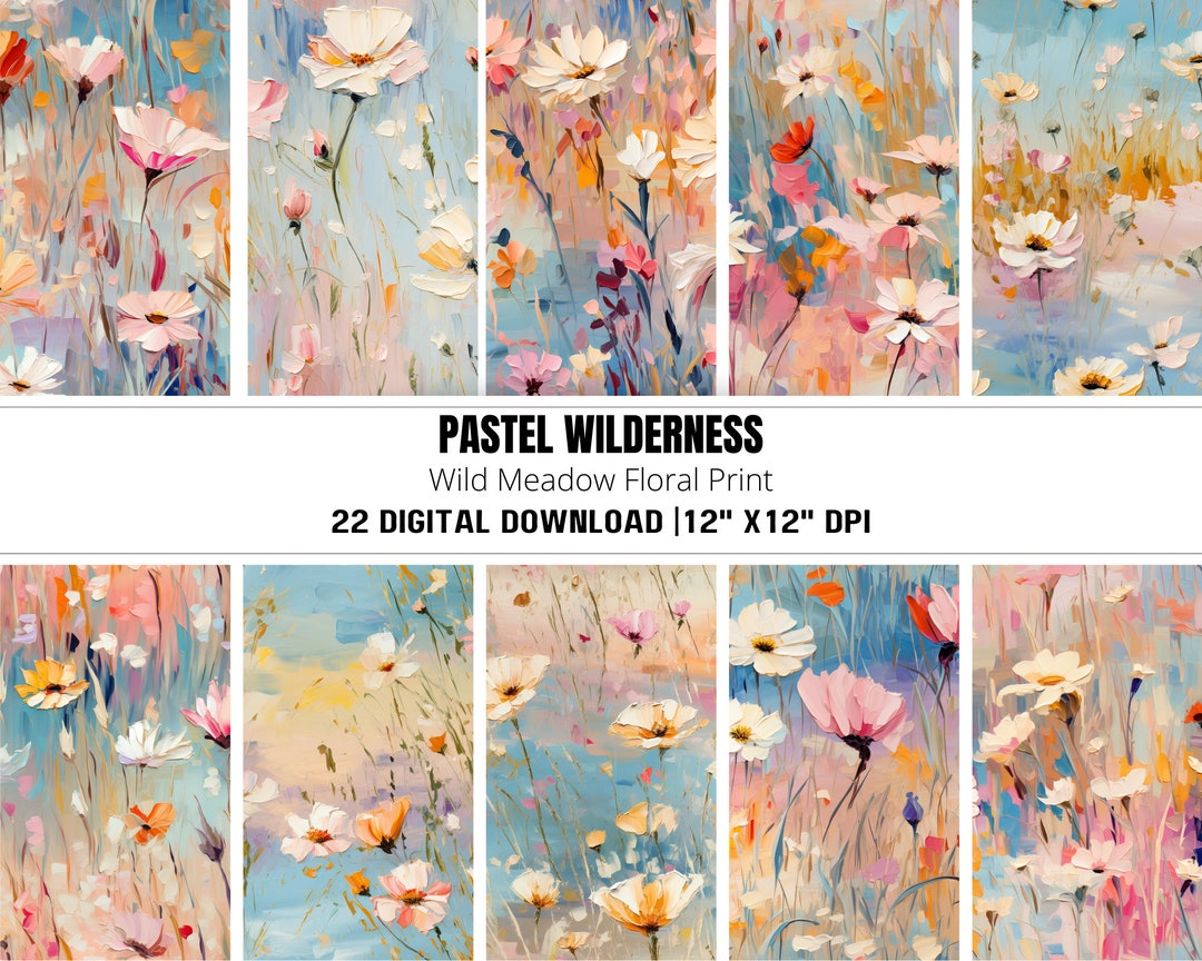 Boho Digital Paper, Seamless Background, Floral Patterns, Premade Wild ...