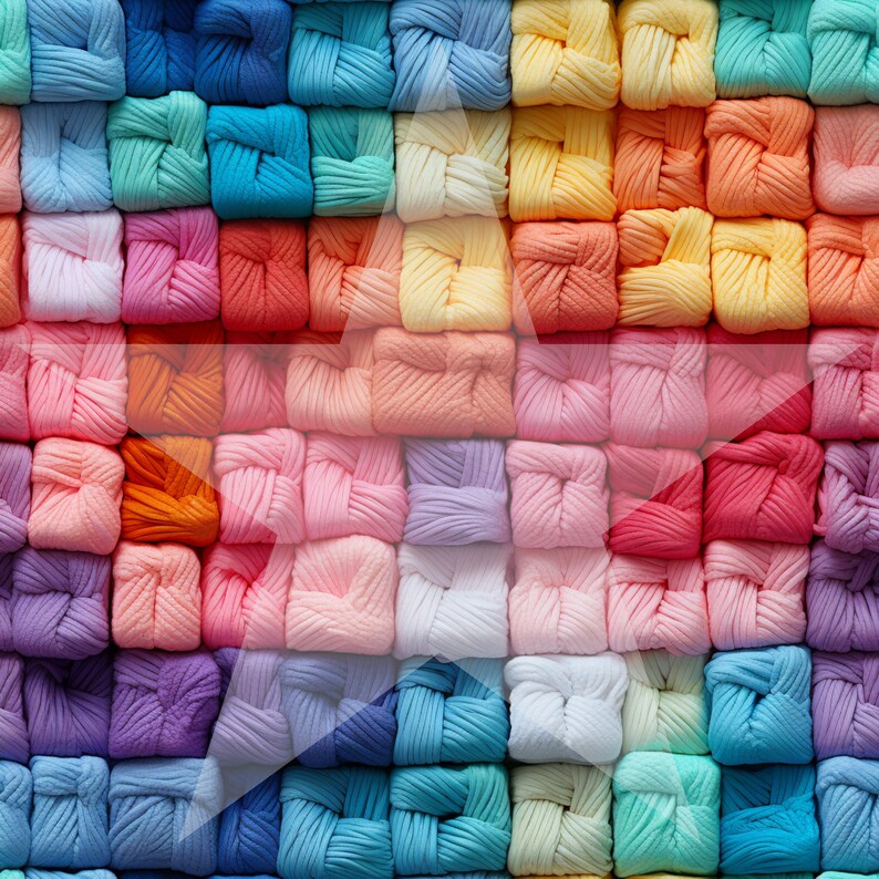 Crochet Digital Paper, Wool Seamless Printable, Rainbow Tiling Pattern ...