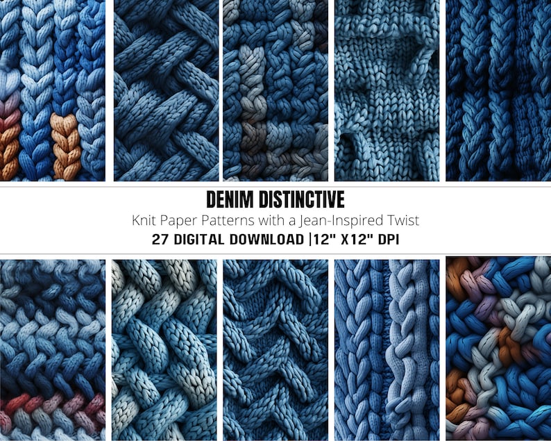 Boho Digital Paper, Seamless Background, Knit Patterns, Premade ...