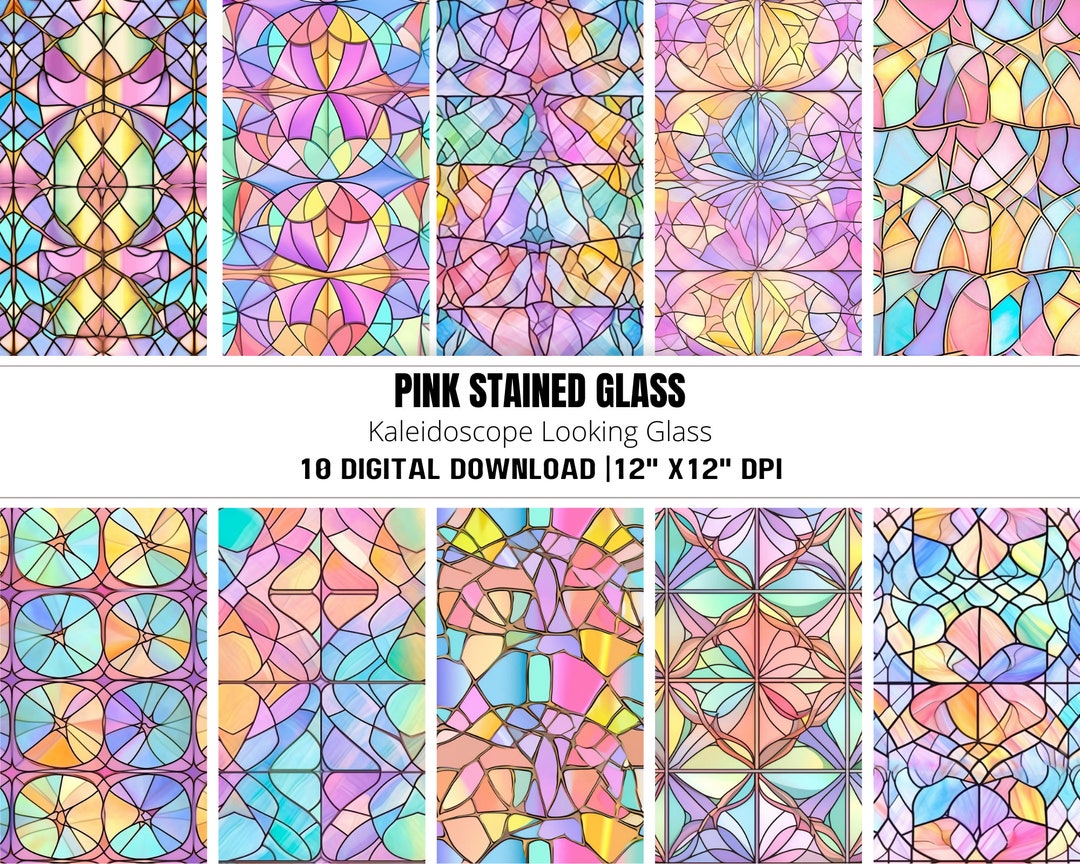 Stained Glass Digital Bundle, Seamless Pastel Tile Designs ...
