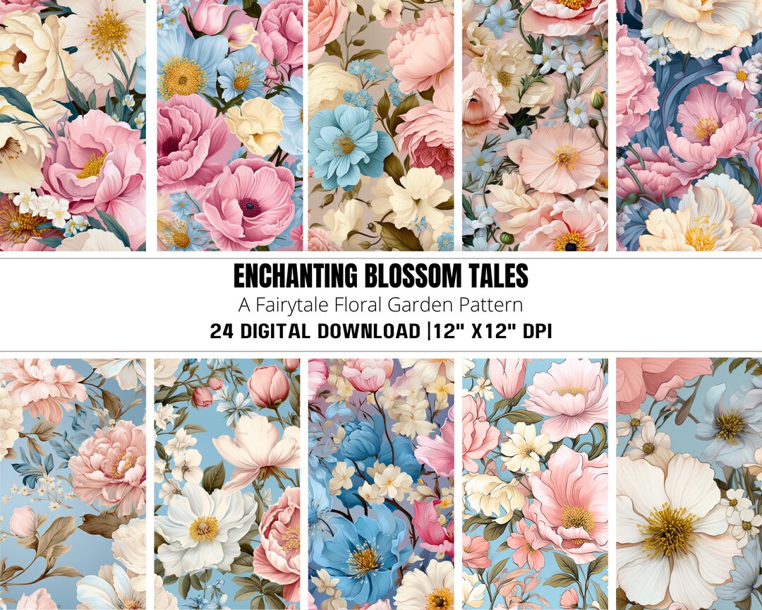 Boho Digital Paper, Seamless Background, Floral Patterns, Premade Wild ...