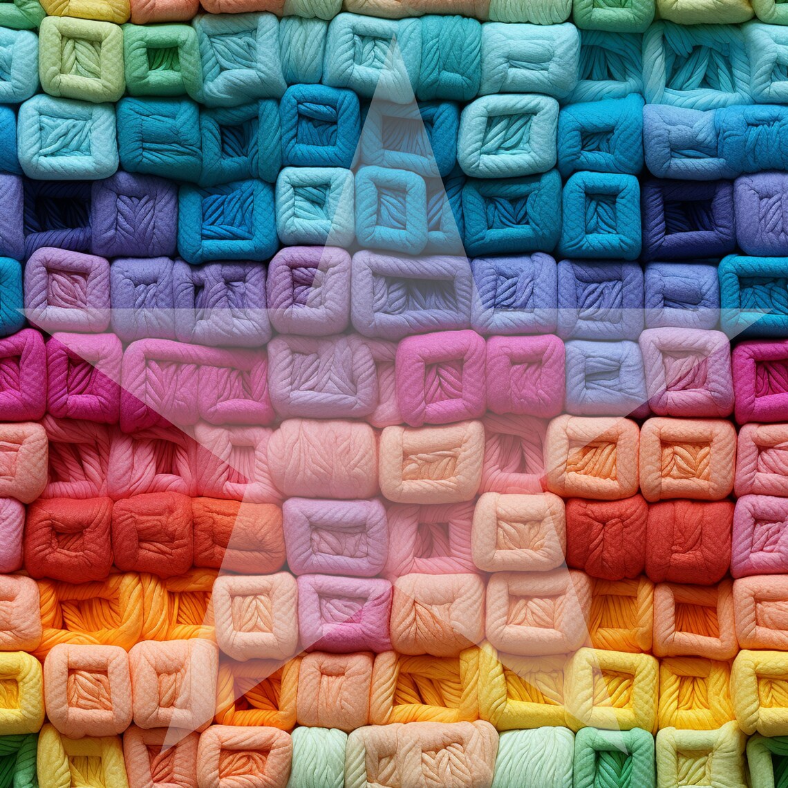 Crochet Digital Paper, Wool Seamless Printable, Rainbow Tiling Pattern ...