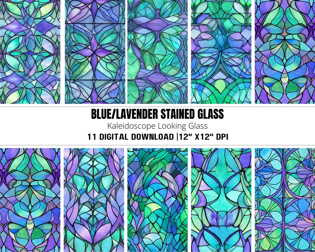 Colorful Digital Bundle | 11 Seamless Stained Glass Design | Stained ...