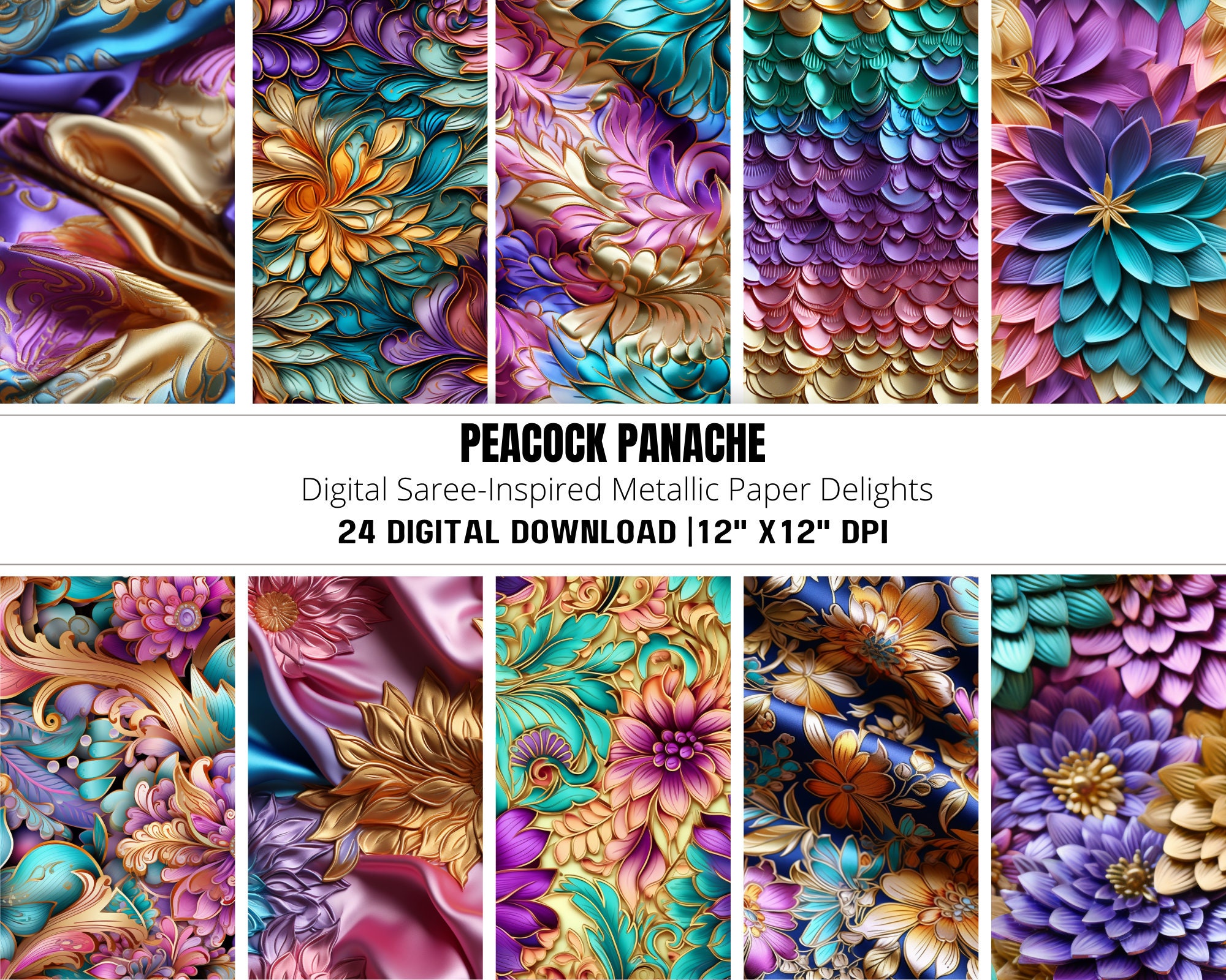 Boho Digital Paper, Seamless Background, Floral Patterns, Premade India ...