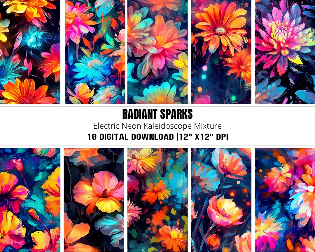 Colorful Flower Digital Bundle | 10 Seamless Colorful Floral Designs ...