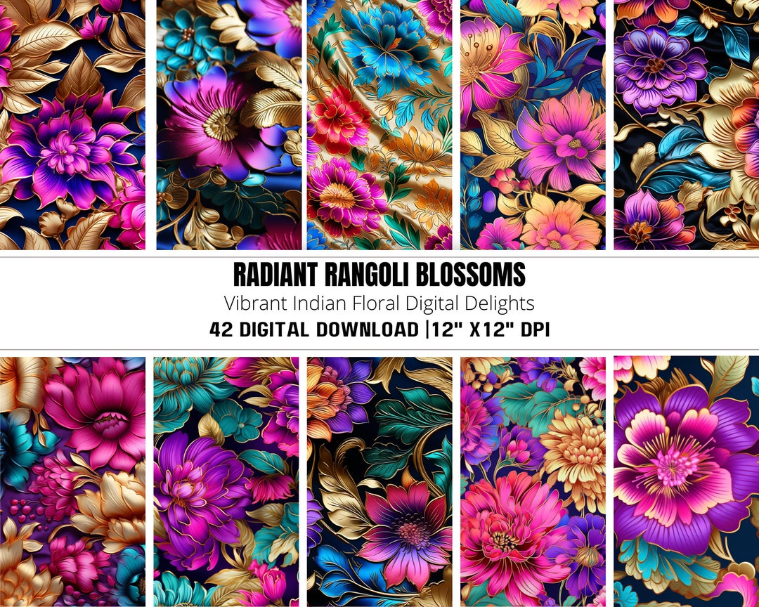 Boho Digital Paper, Seamless Background, Floral Patterns, Premade India ...