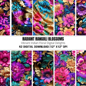 Boho Digital Paper, Seamless Background, Floral Patterns, Premade India ...