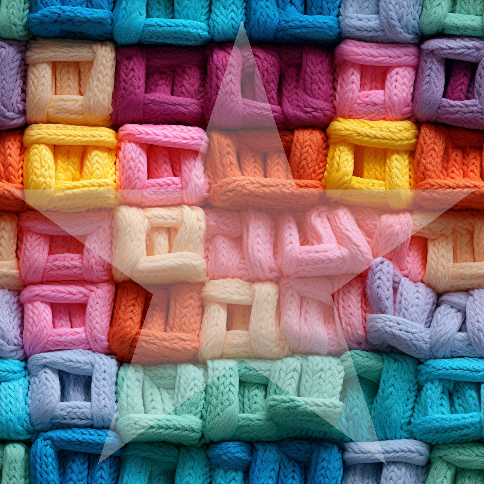 Crochet Digital Paper, Wool Seamless Printable, Rainbow Tiling Pattern ...