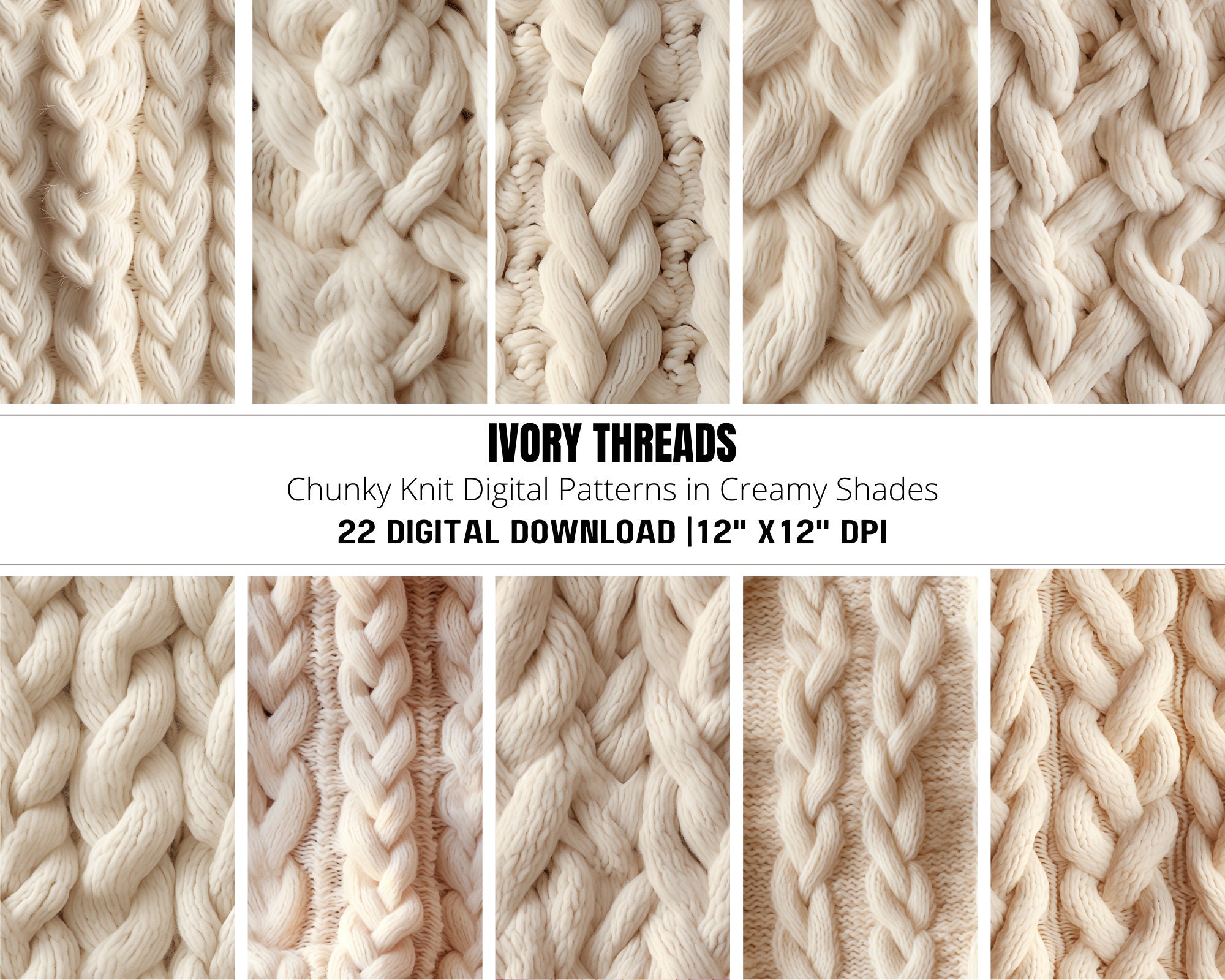 Boho Digital Paper, Seamless Background, Knit Patterns, Premade ...