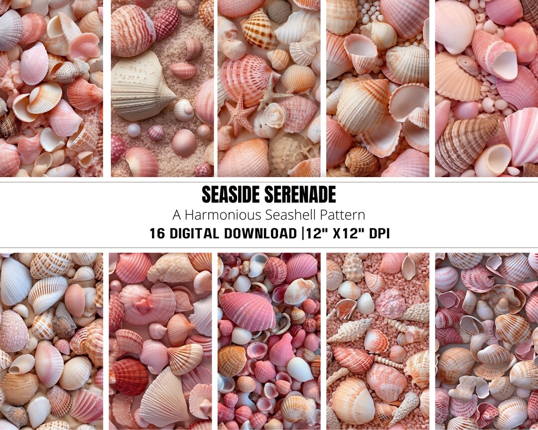 Seashells Digital Paper, Tilling Seamless Background, Instant Download ...