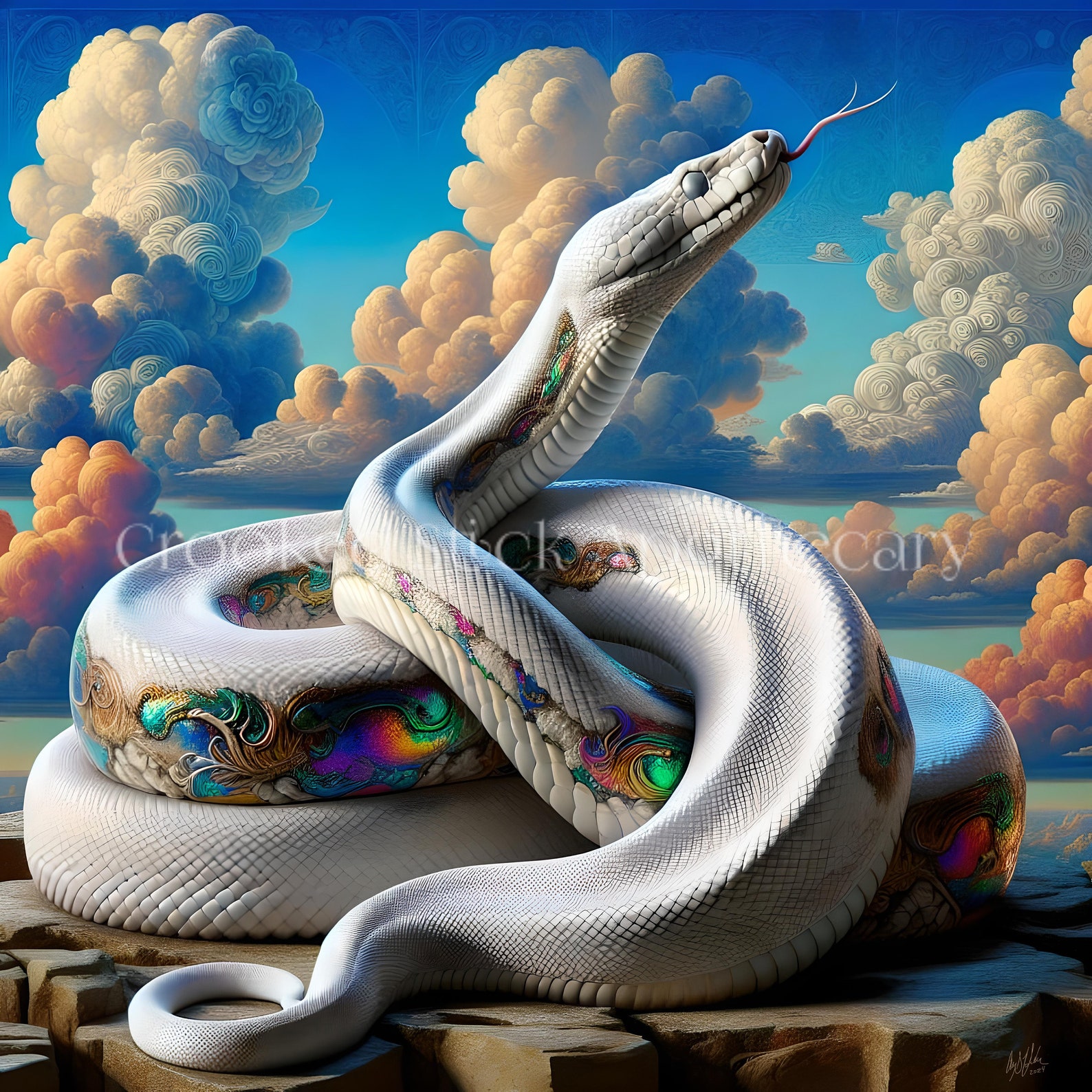 Damballah & Ayida-weddo Serpent Art: Vodou Loa Digital Print (digital ...