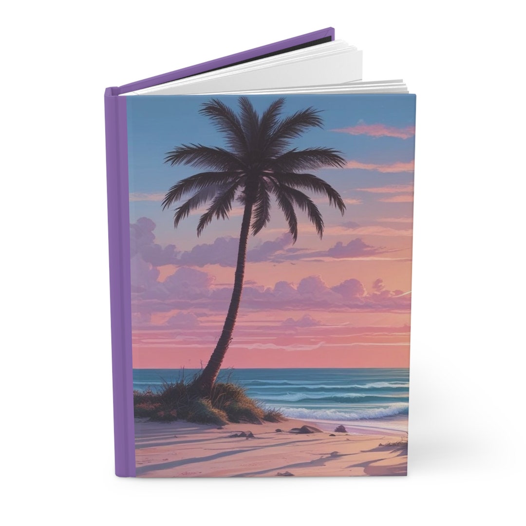 Palm Tree Journal, Perforated Notebook - Coastal Sunset Drawing - Lined ...