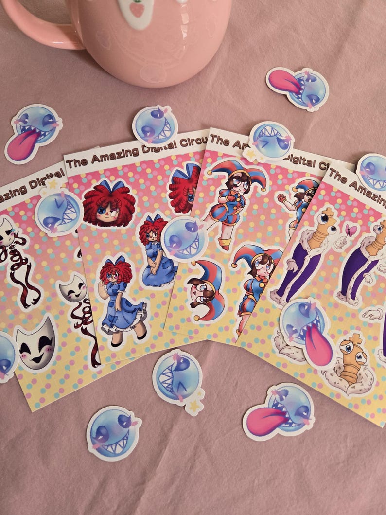 The Amazing Digital Circus Sticker Sheet, Ragatha, Gangle, Pomni ...