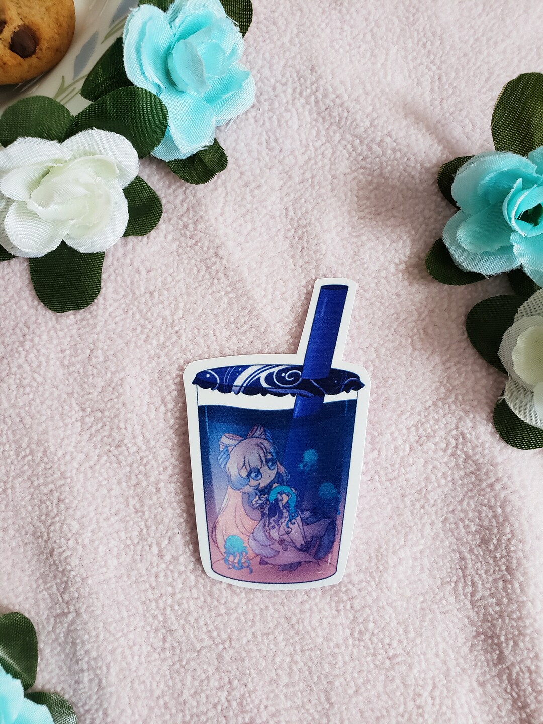 Kawaii Glossy Vinyl Kokomi Bubbletea Sticker, Kawaii Sticker, Genshin ...