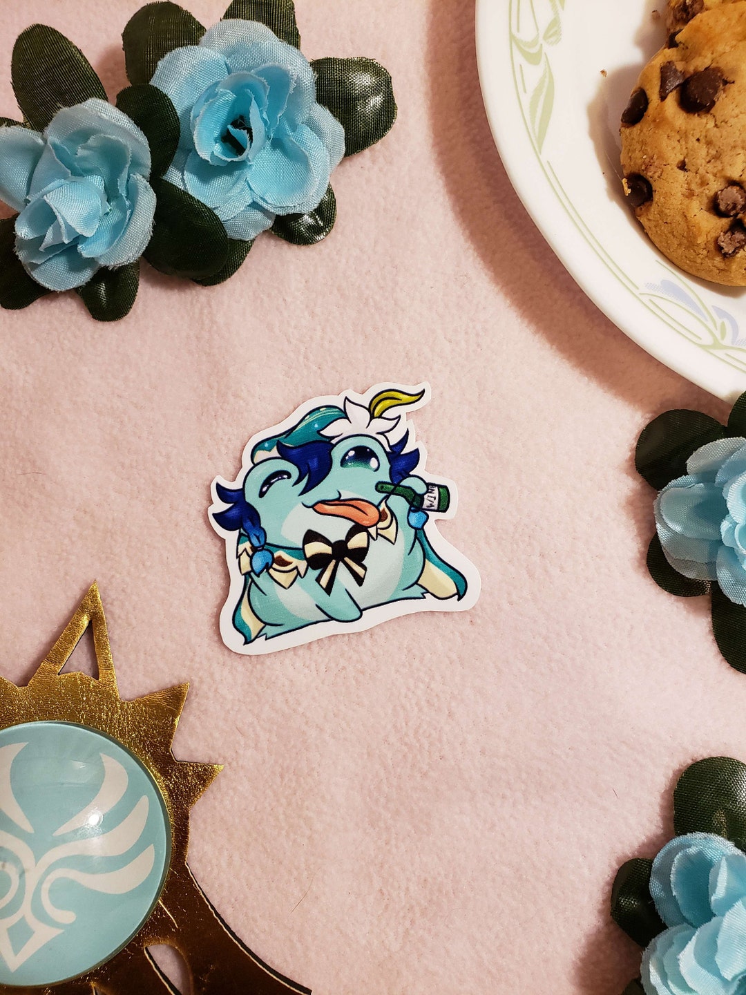 Kawaii Glossy Vinyl Venti Frog Sticker, Kawaii Fwoggo Sticker, Genshin ...