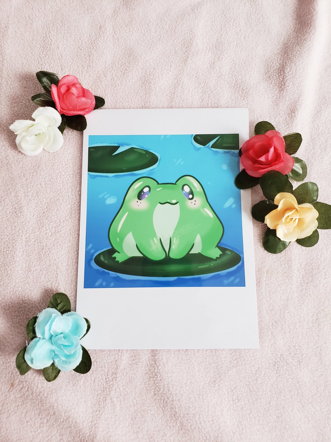 Kawaii Glossy Frog Lilypad Print, Kawaii Print, Fwoggo, Froggo ...
