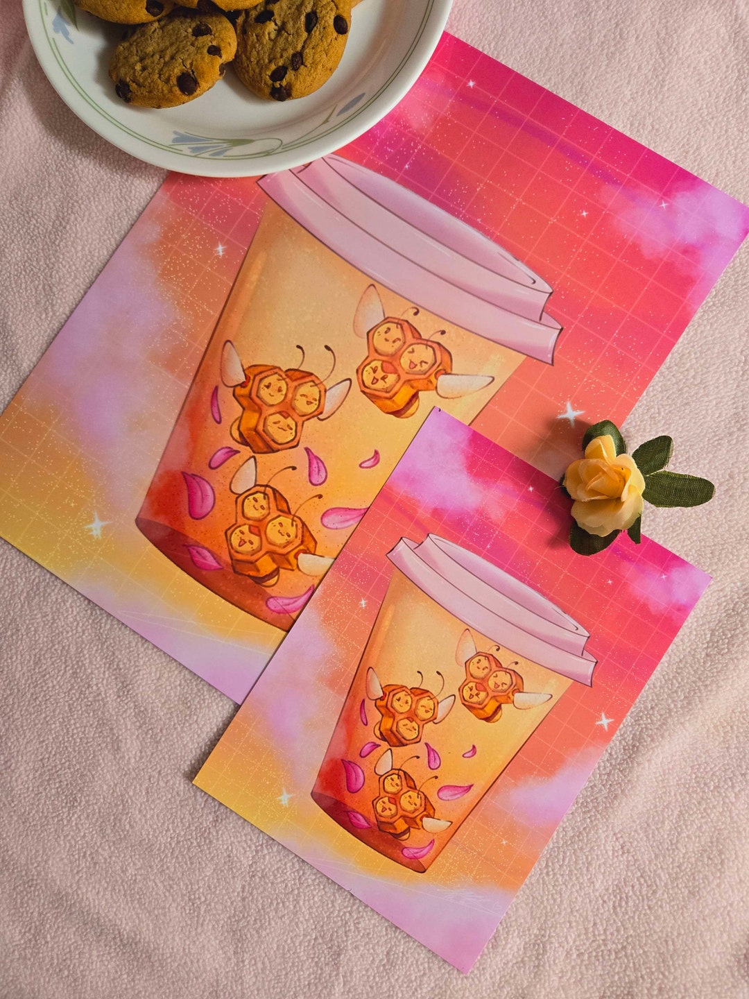 Kawaii Glossy Combee Tea Print, Kawaii Print, Pokemon, Drinks, Adorable ...