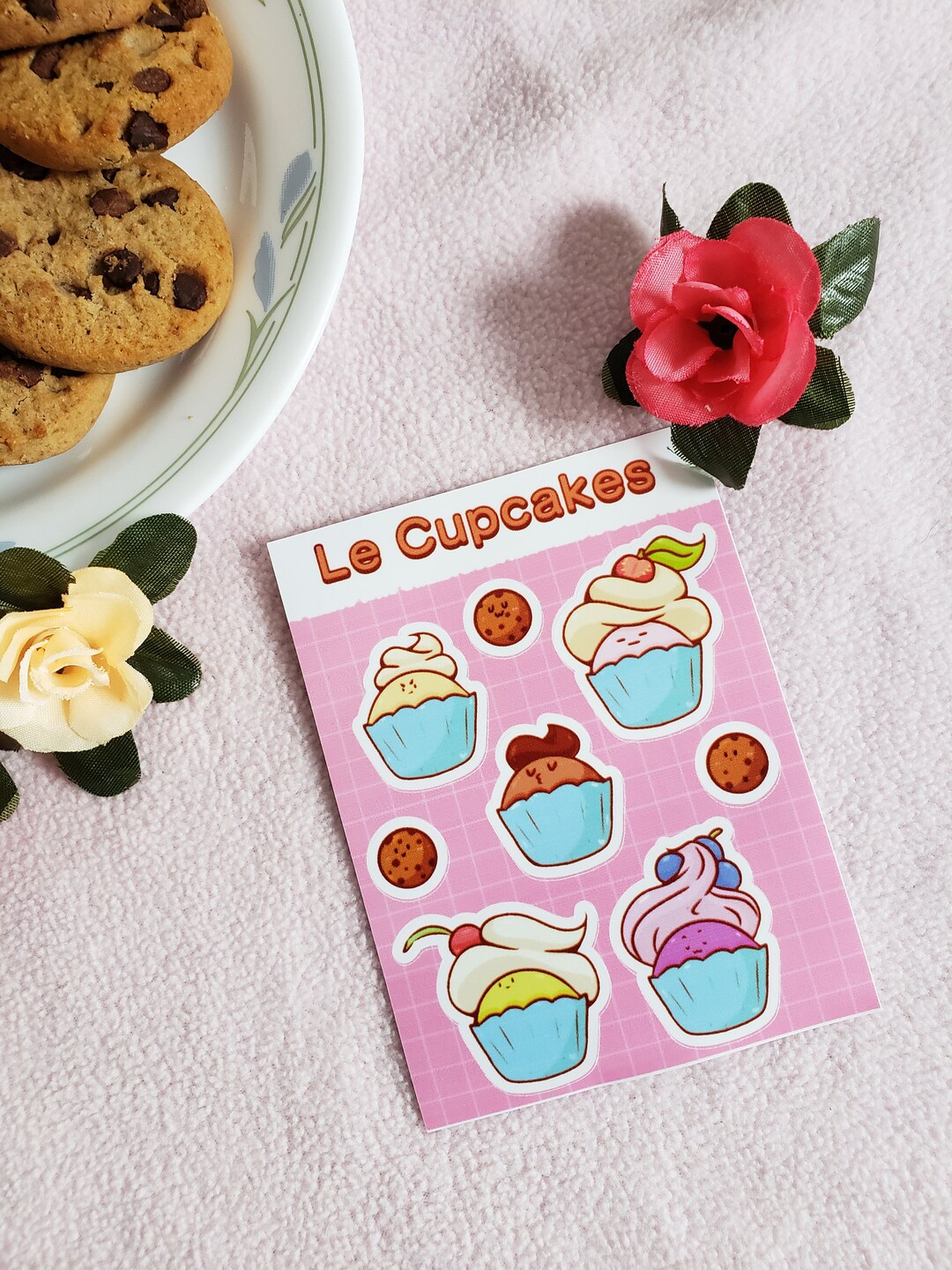 Kawaii Glossy Vinyl Cupcakes Sticker Sheet, Kawaii Stickers, Adorable ...