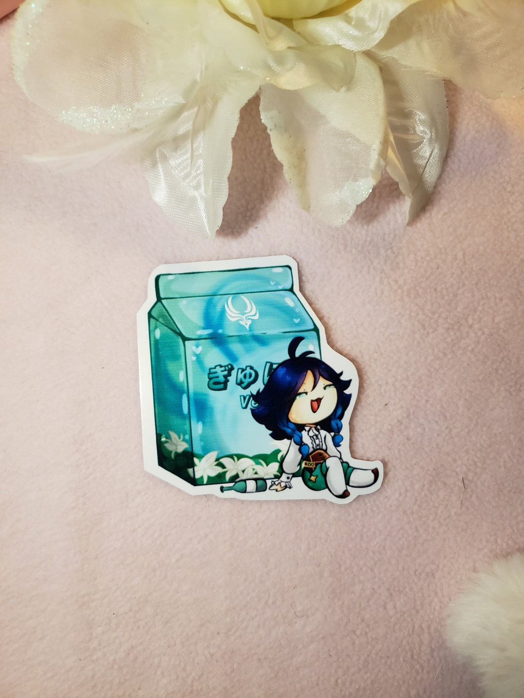 Kawaii Vinyl Sleeping Venti Sticker, Kawaii Milk Sticker, Milk Carton ...