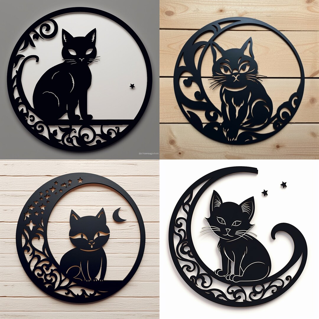 Cute Kittens on the Moon DXF, SVG, PNG Files, Wall Art , Laser Cut ...