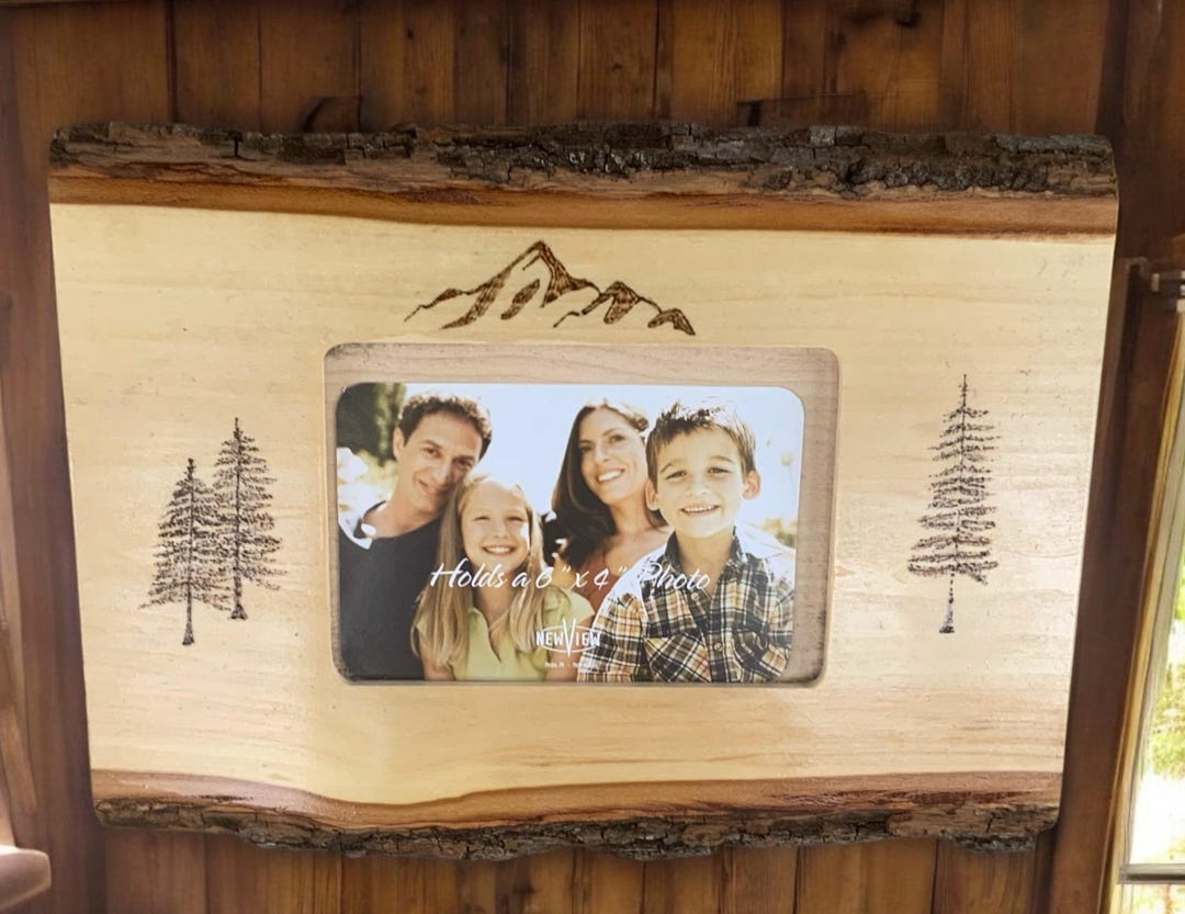 Hand Burnt Rustic Picture Frame, Mountain Picture Frame, Cabin Picture ...