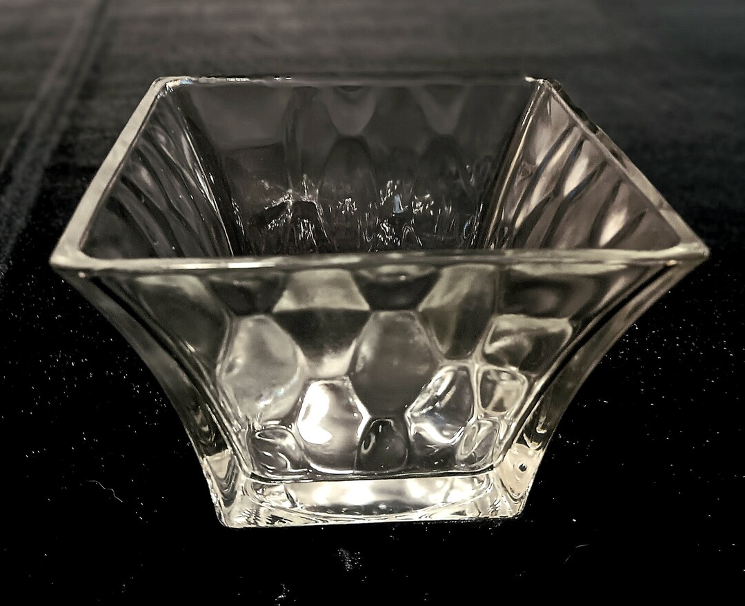 Vintage Crystal Square Bowl - Etsy