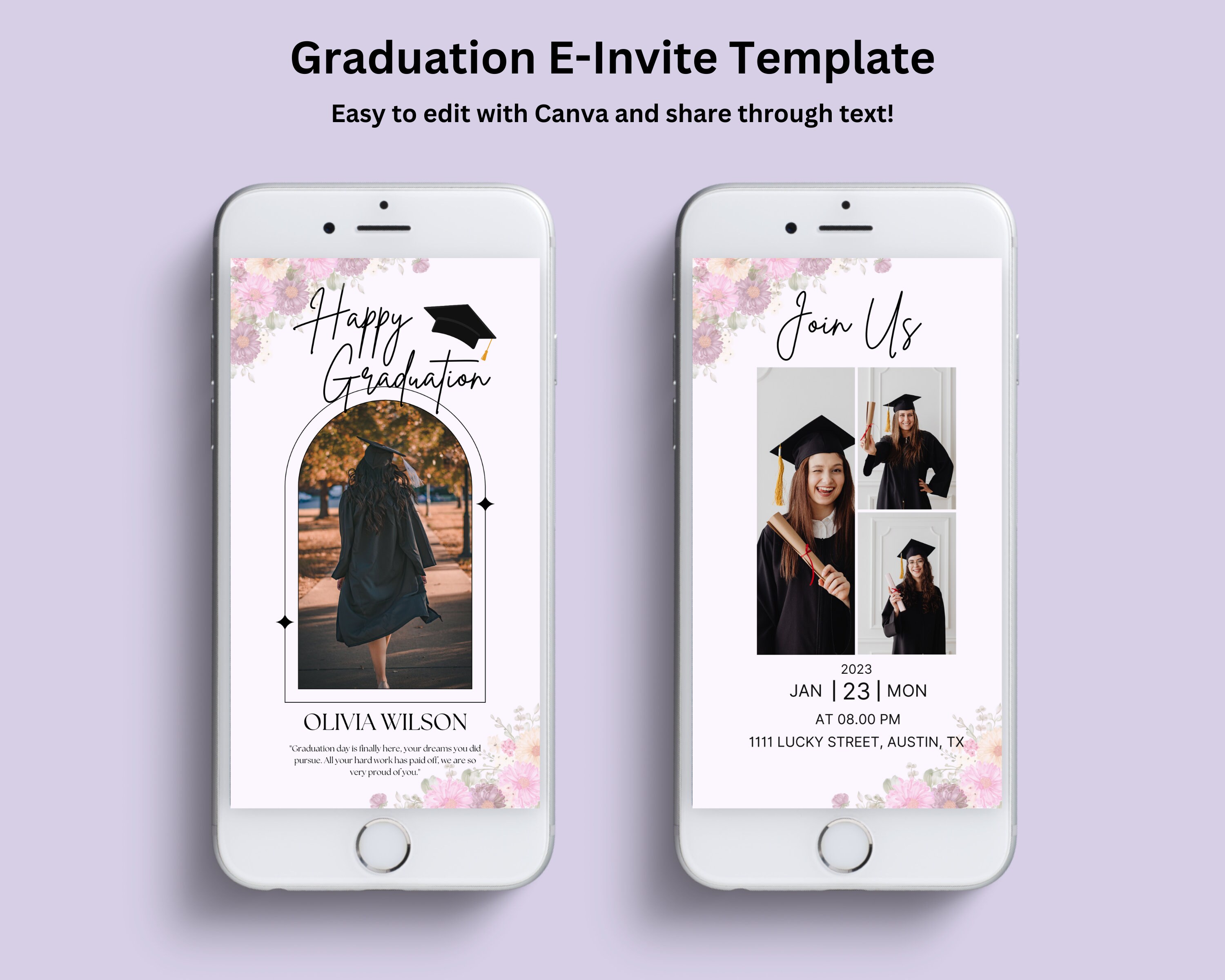 Graduation Invitation Template 2023, Instant Download, Phone Invite ...