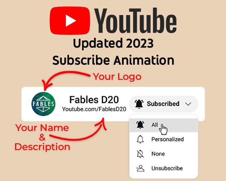 Custom Youtube Channel Subscribe Button Animation Call to Action - Etsy
