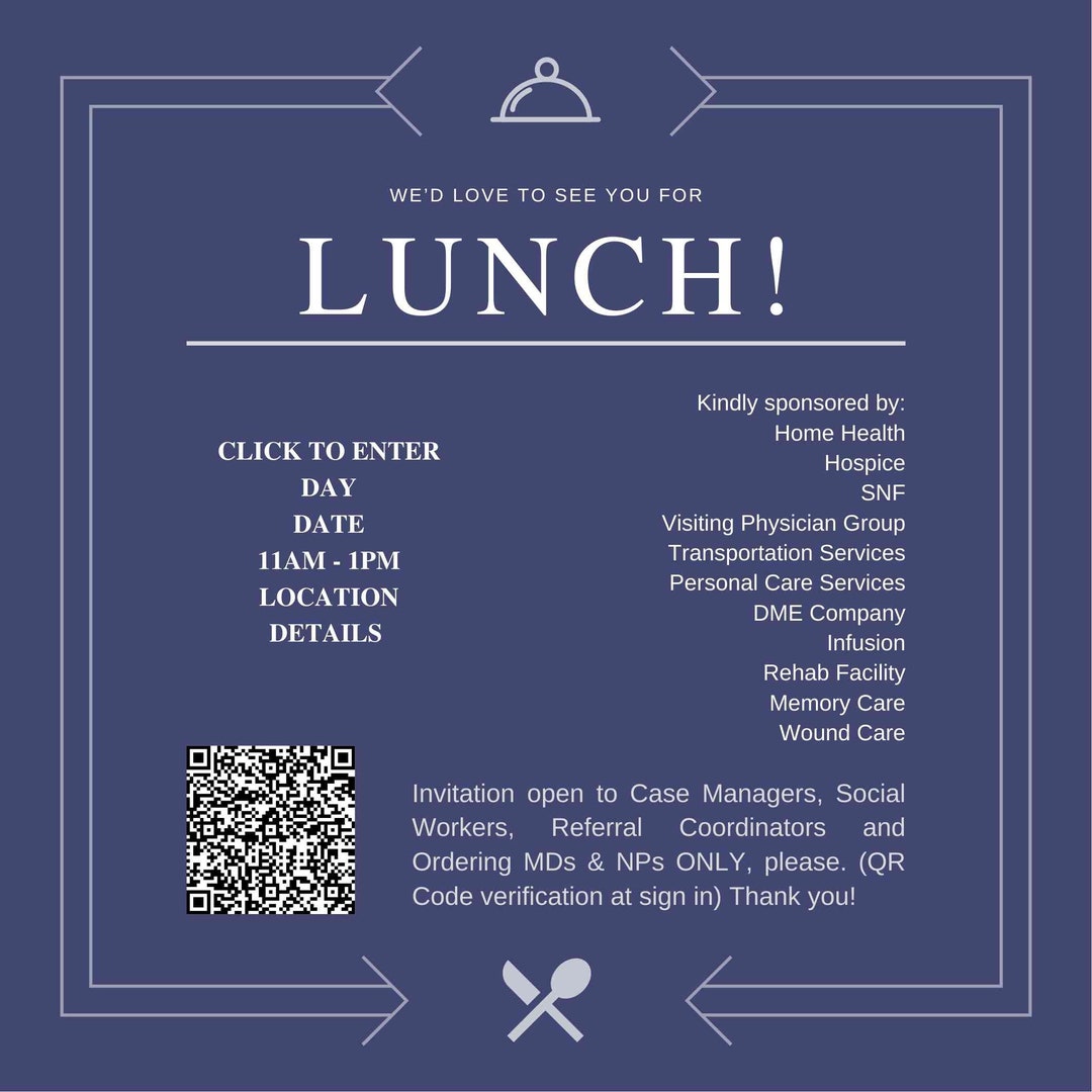 Simple Blue Healthcare Rep Lunch Invitation Template - Etsy